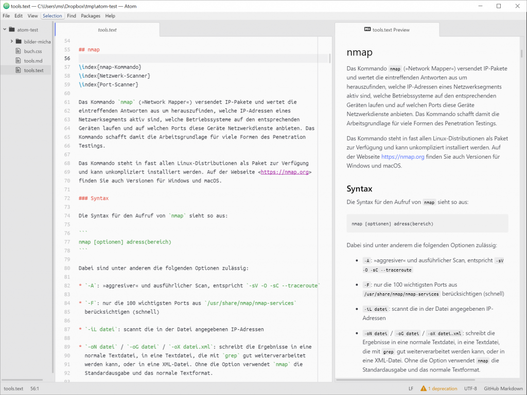 Atom als Markdown/Pandoc-Editor | kofler.info