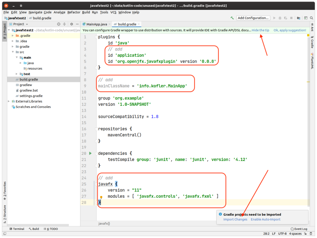 JavaFX-Programm mit Gradle | kofler.info