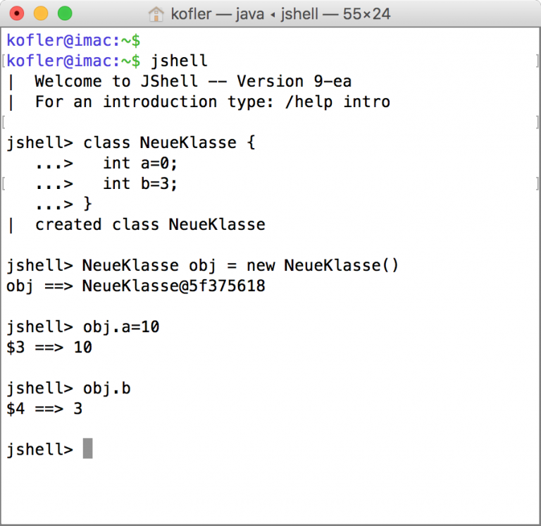 Die Java-Shell (JShell) | kofler.info Die Java-Shell (JShell) | kofler.info